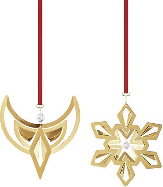 Georg Jensen Weihnachtsornament Engel und Schneeflocke 2024, vergoldet