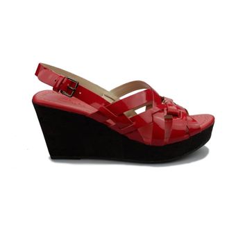 Clarks Femme, Chaussures, Rouge, Taille: 39 1/2 EU Sandales compens&eacute;es en cuir verni