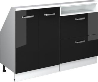 Vicco Ensembles de meuble de rangement sous pente Rion, Ch&ecirc;ne noir brillant/blanc, Lot de 2, Vicco