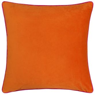 furn. Meridian Kissenbezug - luxuri&ouml;ser kontrastfarbener paspelierter Samt-Dekobezug (Clementine/Helles Rosa - 45x45cm)