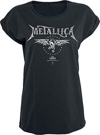 Metallica Générique Metallica Biker Femme T-Shirt Manches Courtes Noir 5XL 100% Coton Large