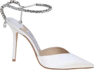 Jimmy Choo London Femme, Chaussures, Blanc, Taille: 37 1/2 EU Escarpin Saeda 100