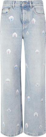 Fiorucci Femme, Jeans, Bleu, Taille: W27 Poodle Print Baggy Jeans