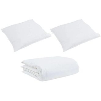 vidaXL Bettdecke mit Kissen 3 pcs Weiß Daunen Vidaxl