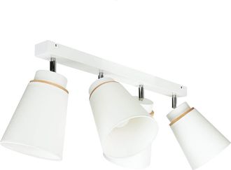 Licht-Erlebnisse Deckenleuchte Strahler aus Holz Stoff Metall in wei&szlig; 4-flammige beweglich E27 B:62,5cm schwenkbar Flur K&uuml;che Wohnzimmer skandinavisch Deckenlampe Spot