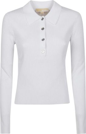 Michael Kors Femme, Pulls, Blanc, Taille: 40 FR Long Sleeve Polo Neck Top