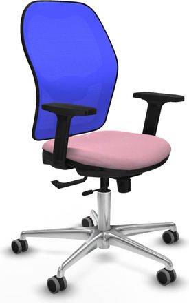 Piqueras y Crespo Jorquera B&uuml;rostuhl mit 2D-Armlehnen, ausgestattet mit Syncro/Traslack und injiziertem Schaumstoff, Rollen 65 mm, Parkett, Blau/Rosa