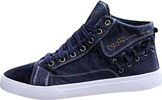 Generic Baskets montantes en toile pour homme avec fermeture &agrave; lacets, baskets d&eacute;contract&eacute;es style urbain avec coutures contrast&eacute;es et logo d&eacute;taill&eacute;es, semell