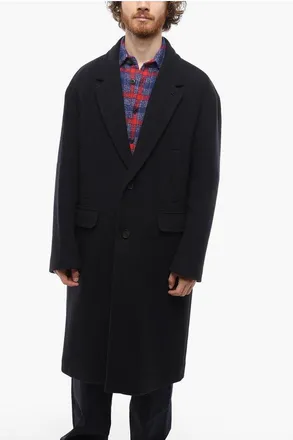 Hevò Wool and Nylon NOCI Single- Breasted Coat with Flap Pockets size 48