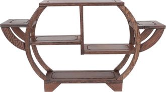 FOMIYES Antikes Mehrst&ouml;ckiges Vitrinenregal aus Robustem Hartholz Dekorativer Vintage Ausstellungsst&auml;nder f&uuml;r Schreibtisch und Wohnraum