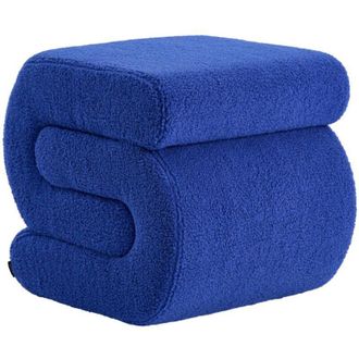 Sweeek Sweeek - Tabouret / pouf design rev&ecirc;tement bouclette bleu 1 place l 43 x p 47 x h 44cm - Sasha