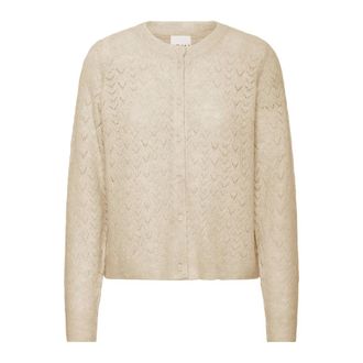 Ichi Ichi, Femme, Pulls, Beige, Taille: 42 FR Gilet Tricot&eacute; Oxford Tan