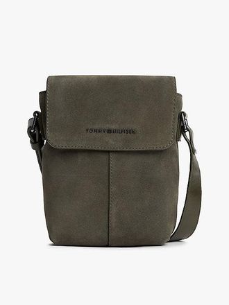 Tommy Hilfiger Sac &agrave; bandouli&egrave;re en daim &agrave; logo en m&eacute;tal