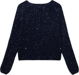 Oltre Femme, Pulls, Bleu, Taille: 42/44 FR Pull en mohair m&eacute;lang&eacute; avec sequins