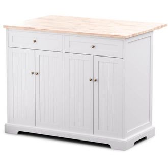 Blumfeldt Servierwagen-Kucheninsel 106,5x49,5-69,5x89 cm, erweiterbare Arbeitsplatte, 2 praktische Schubladen, 4 Turen, flexibler Kuchenwagen & Rollwagen in