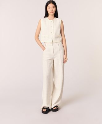 Maje Veston En Tweed &Agrave; Sequins - Blanc - Taille 34 - Maje