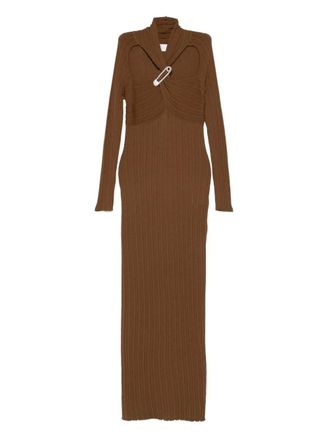 Giuseppe Di Morabito robe c&ocirc;tel&eacute;e &agrave; d&eacute;tail d&eacute;pingle - Marron