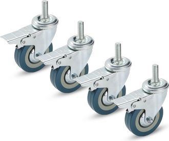 Generic 75-mm-Schwenkrollen mit Bremse, 4er-Pack, Robustes PVC f&uuml;r leichte Beweglichkeit und Stabilit&auml;t, ideal f&uuml;r B&uuml;rost&uuml;hle, Wagen und M&ouml;bel