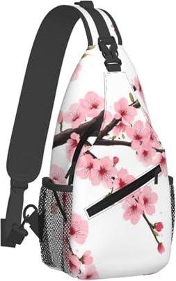 Generic Durable Sacoche Homme Bandouliere Branche dun cerisier en fleurs au printemps Sac &agrave; Bandouli&egrave;re L&eacute;ger Sac &agrave; Dos De Voyage pour Cyclisme Homme Camping