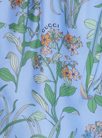 Gucci Floral-Print Silk Shorts - Blue