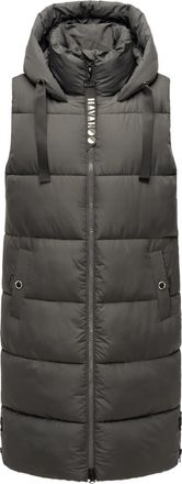 Navahoo Damen Steppweste Stehkragen gefüttert Ärmellose Outdoor Weste mit Kapuze [B942-Schnuff-Anthrazit-Gr.XS]