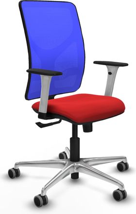 Piqueras y Crespo Arbeitsbankstuhl mit wei&szlig;en und schwarzen Armlehnen, h&ouml;henverstellbare Lendenwirbelst&uuml;tze, ausgestattet mit Sincro 3 Positionen und Schneideschaum, Bl