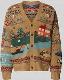 Polo Ralph Lauren Cardigan aus Wolle mit Landschaftsintarsien