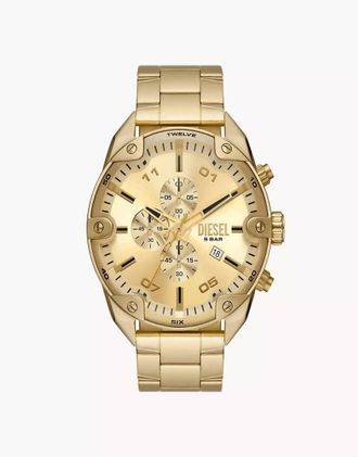 Diesel Spiked Chronograph - Uhr aus goldfarbenem Edelstahl