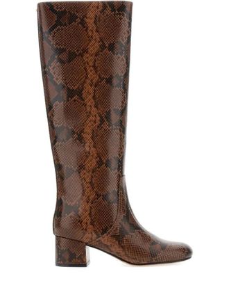 Twin-Set Stiefel - Glossy Knee-High Ankle Boots With Snakeskin Patter - Gr. 38 (EU) - in Schwarz - f&uuml;r Damen
