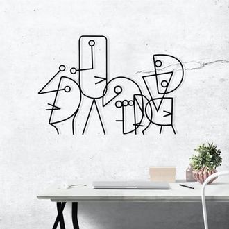 Hanah Home Stylish Black Decorative Metal Wall Accessory, 55.5 x 38 cm | 100% Metal, 1.2 mm Thickness | Perfect for Modern Home Decor & Office Spaces