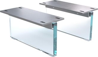 DELIFE Fu&szlig; Schwebeoptik Glas 15 cm f&uuml;r Kastenm&ouml;bel der Tiefe 35 cm (2er Set)