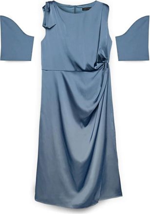 Fiorella Rubino Femme, Robes, Bleu, Taille: 56 FR Robe Satin&eacute;e Drap&eacute;e