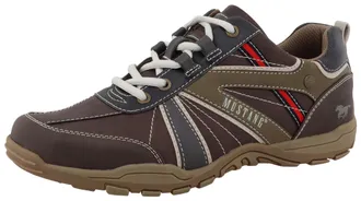 Mustang Jeans Sneaker MUSTANG SHOES Ferdinando, Herren, Gr. 43, mokka kombiniert, Lederimitat, Textil, Schuhe Sneaker, Freizeitschuh, Halbschuh, Schn&uuml;rschuh mit auf