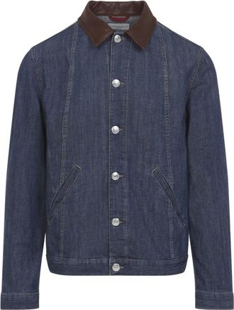 Brunello Cucinelli Homme, Vestes, Bleu, Taille: XL Coh51 Denim Jacket