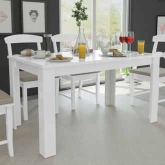 vidaXL Vidaxl - Table &agrave; manger blanche 140x80x75 cm - Agglom&eacute;r&eacute; durable - Design moderne pour bureau ou salle &agrave; manger - Assemblage facile