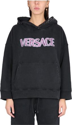 Versace Femme, Sweatshirts et sweats &agrave; capuche, Noir, Taille: 36 FR SweaT-shirt avec clous