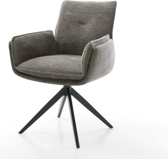 DELIFE Drehstuhl Nela-Flex Boucl&eacute; Soft Schlamm Kreuzgestell breit Schwarz 360&deg; drehbar Wippfunktion, Esszimmerst&uuml;hle