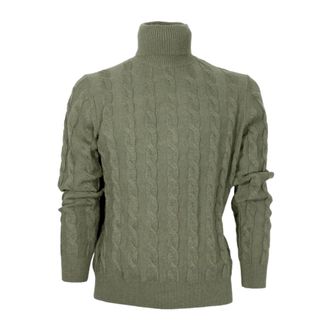 Cashmere Company Slim Fit Kaschmir und Wolle Herren Rollkragenpullover in Gr&uuml;n - - Knitwear - Herren - Gr&uuml;n - 2XL