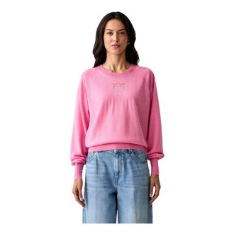 Pinko Pinko - Love Birds Col en Rond - Femme - Pulls - Rose - Taille: 40 FR