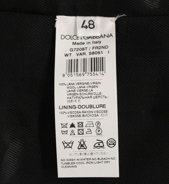 Dolce & Gabbana Mens Black Striped Wool Single Breasted Vest Clothing