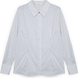 Fiorella Rubino Femme, Blouses et Chemises, Gris, Taille: 56 FR Chemise en coton ray&eacute;