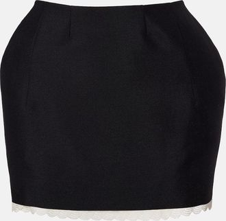 Magda Butrym Minirock aus Wolle und Mohair mit H&auml;kelstrick