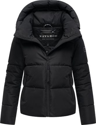 Navahoo Damen Winterjacke warme Steppjacke mit abnehmbarer Kapuze Frostherz XIV Black Gr. XXL