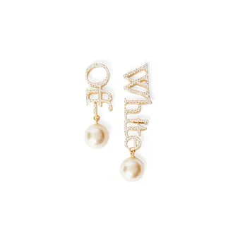Off-white Femme, Accessoires, Beige, Taille: ONE Size Boucles doreilles pendantes couleur or pour oreilles perc&eacute;es