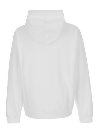 Dsquared2 Mens White Hoodie With Drawstring Hood And Maxi Print Cotton Sweatshirts Sweater