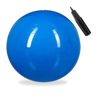 Relaxdays Gymnastikball, Fitnessball Yoga & Pilates, Sitzball B&uuml;ro, Balance Ball inklusive Luftpumpe, &Oslash; 75 cm, blau