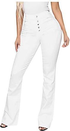 Generic IQYU Jean &eacute;vas&eacute; pour femme - Taille haute - Stretch - Pantalon &eacute;vas&eacute; - Grandes tailles - Jean boyfriend - Vintage - Bootcut - Pantalon baggy des ann&eacute;e
