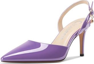 Castamere Femmes Slingback Fermé Pointu Bout Aiguille Talon Heel Slip-on Dress Mariage Décontracté Chaussures 8 CM Heels Violet 36 EU