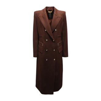 Elisabetta Franchi Femme, Manteaux, Brun, Taille: 42 FR Cp-010-56E2 Manteau Crois&eacute;