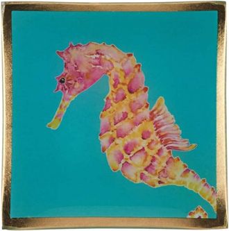 Diverse Love Plates, Glasteller S, Cote DAzur, Seepferdchen, türkis/gelb, 10x0,8x10cm